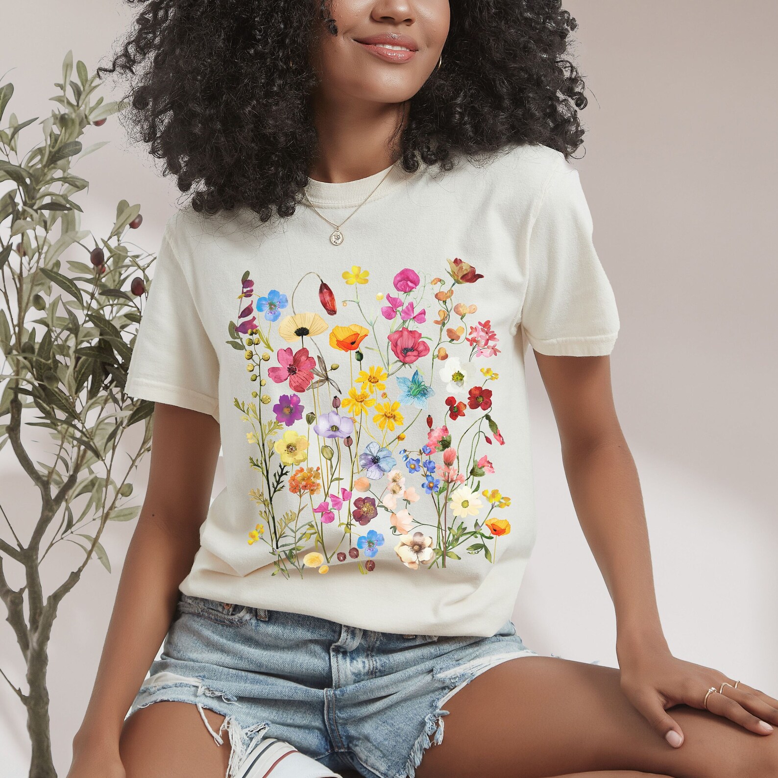 Wildflowers T-shirt, Boho Cottagecore Floral Tee, Botanical Flowers Shirt, Vintage Pressed ...