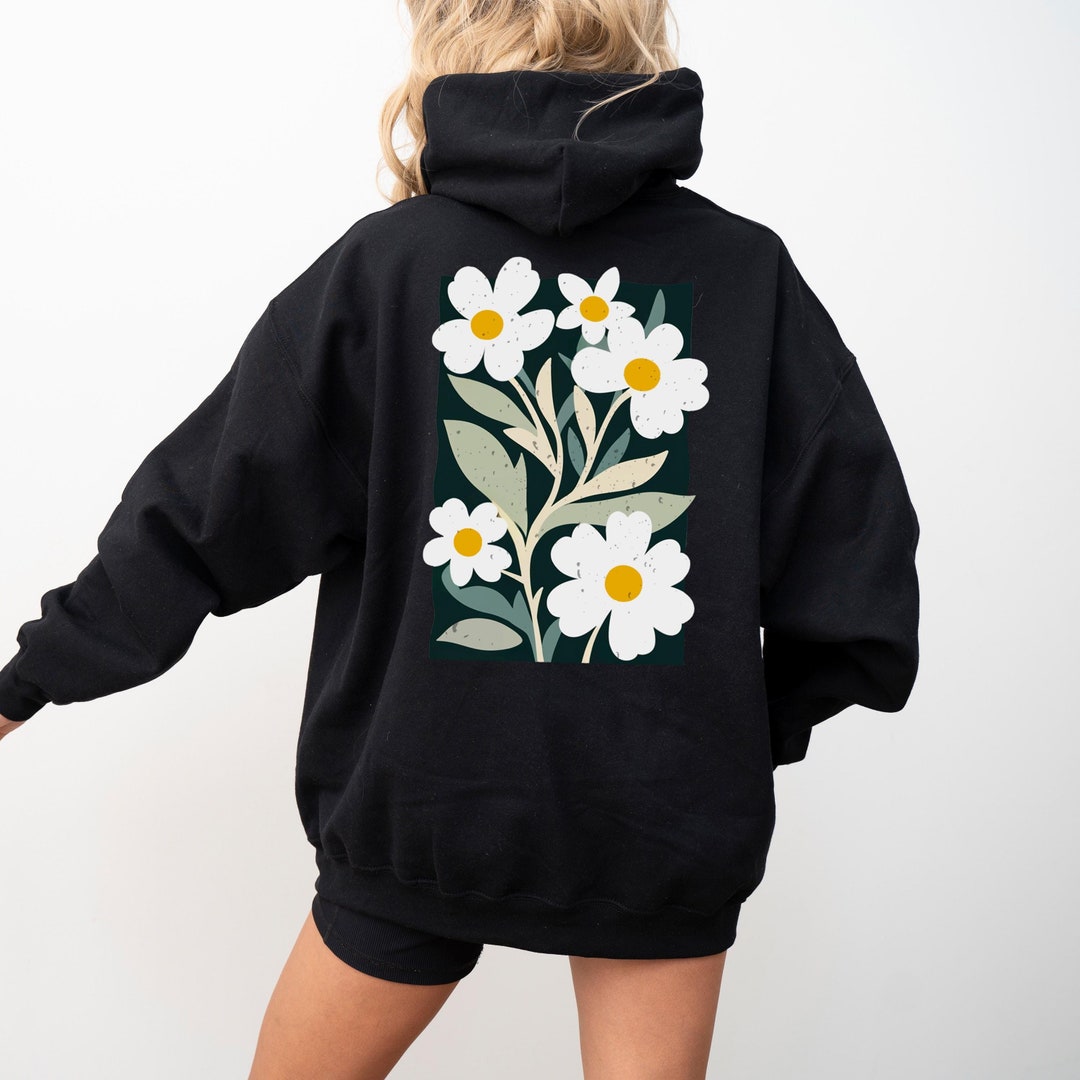 Daisy Flower Hoodie, Matisse Flower Sweatshirt, White Flowers Hoodie ...