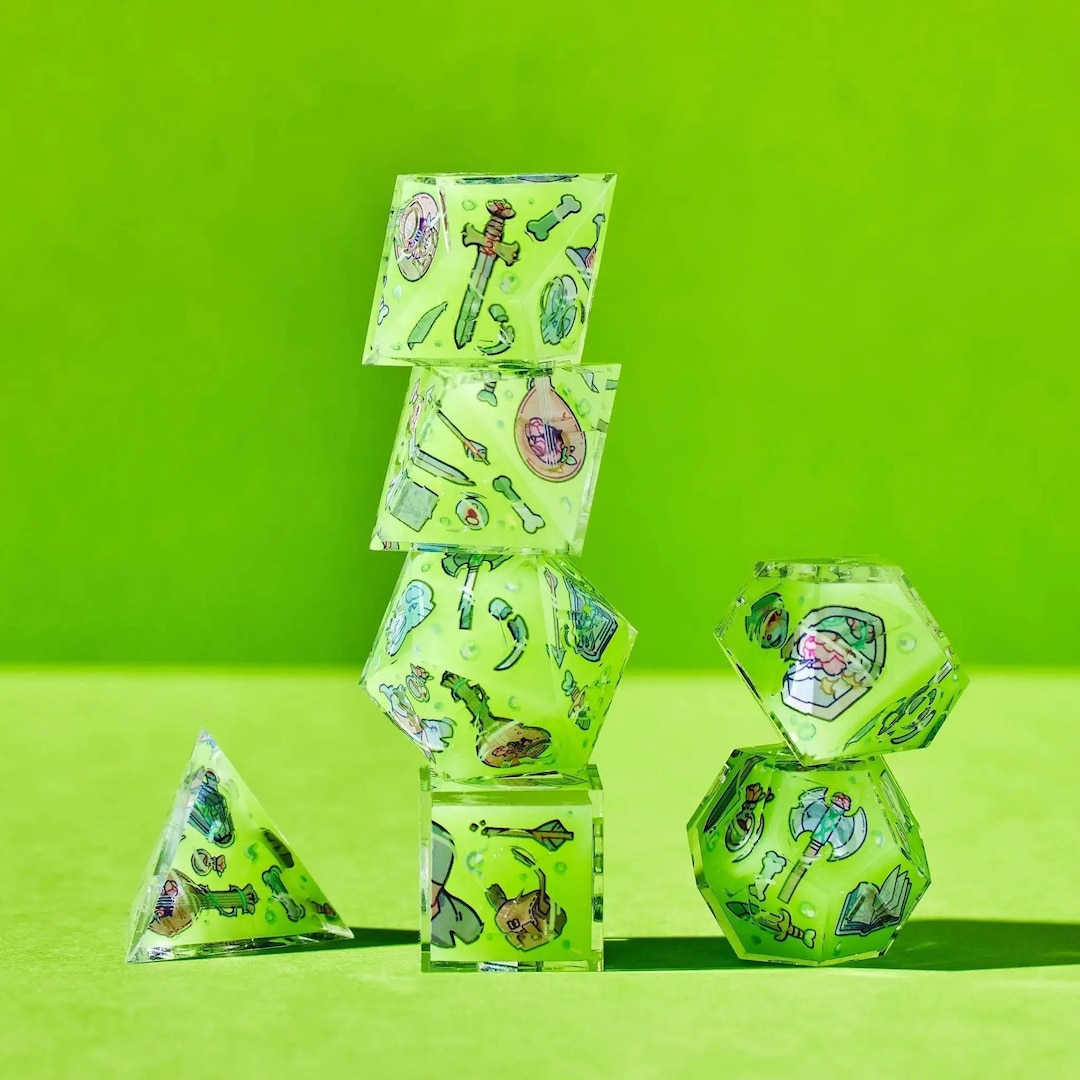 Dispel Dice "death by Ooze" 7-piece Iconic Dice Set for Dnd, Rpgs ...