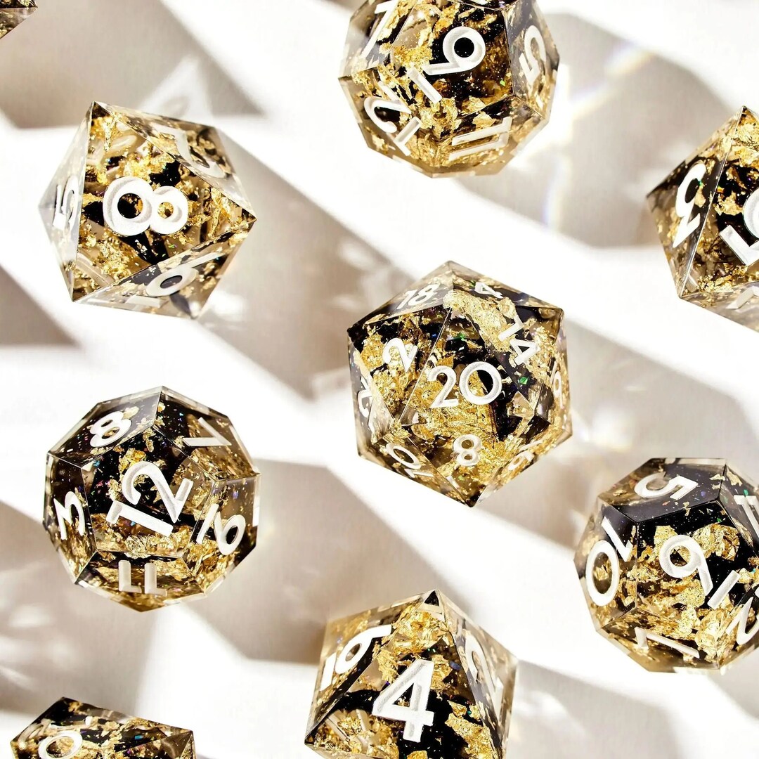 Dispel Dice "midas Touch" 7-piece Sharp Edge Dice Set for Dnd, Rpgs ...