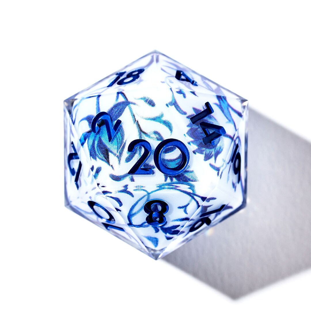 Qinghua Dice Set: 7-piece Floral RPG Dice for Dnd - Etsy