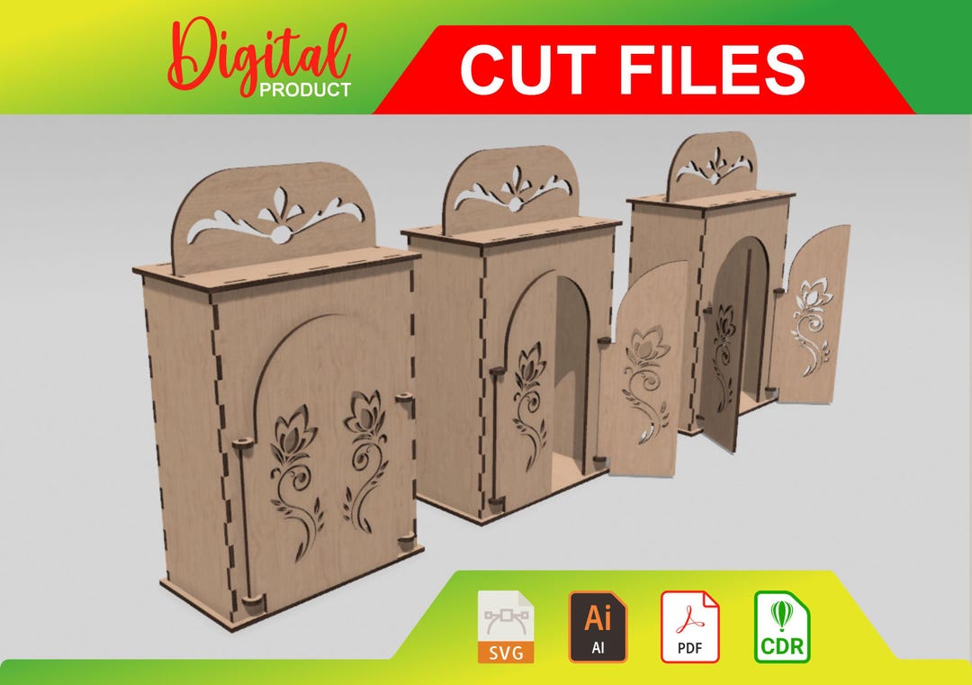 Nicho Box Alter Box Shrine Laser Cut Glowforge Template Pattern CNC 3mm ...