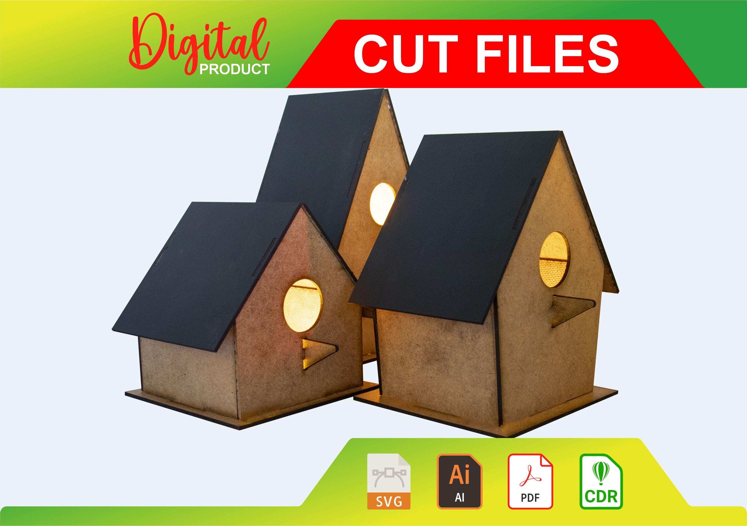 Birdhouse Laser Cut Glowforge Template Pattern CNC 4mm Svg - Ai - Pdf ...