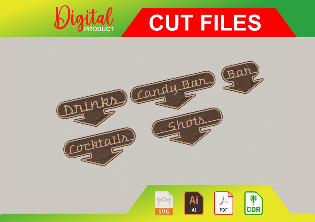 Text Sign for Bar Shots Cocktails Drinks Candy Bar Laser Cut Project ...