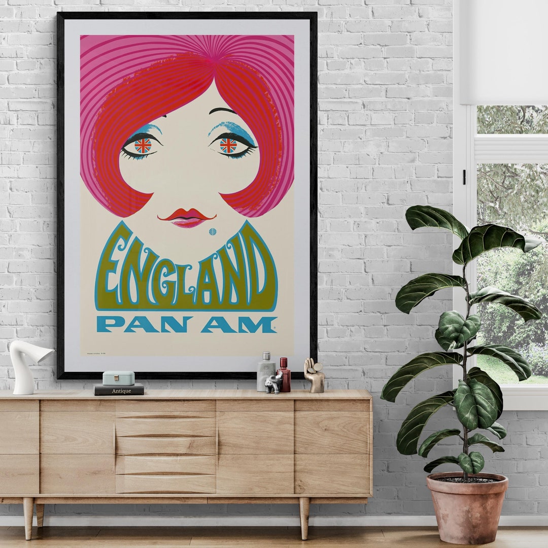 Vintage England Pan Am Ad Travel Print | Aviation, Poster, Wall Art ...