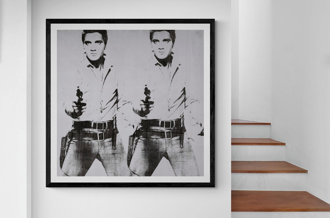 Elvis Double Gun Square Version Pop Art Canvas or Print framed ...