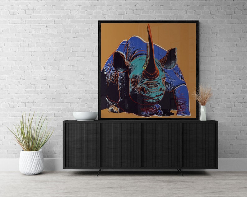 Black Rhinoceros Warhol Pop Art Canvas or Print framed /unframed and ...