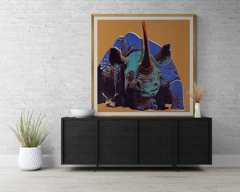Black Rhinoceros Warhol Pop Art Canvas or Print framed /unframed and ...