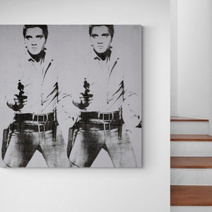 Elvis Double Gun Square Version Pop Art Canvas or Print framed ...