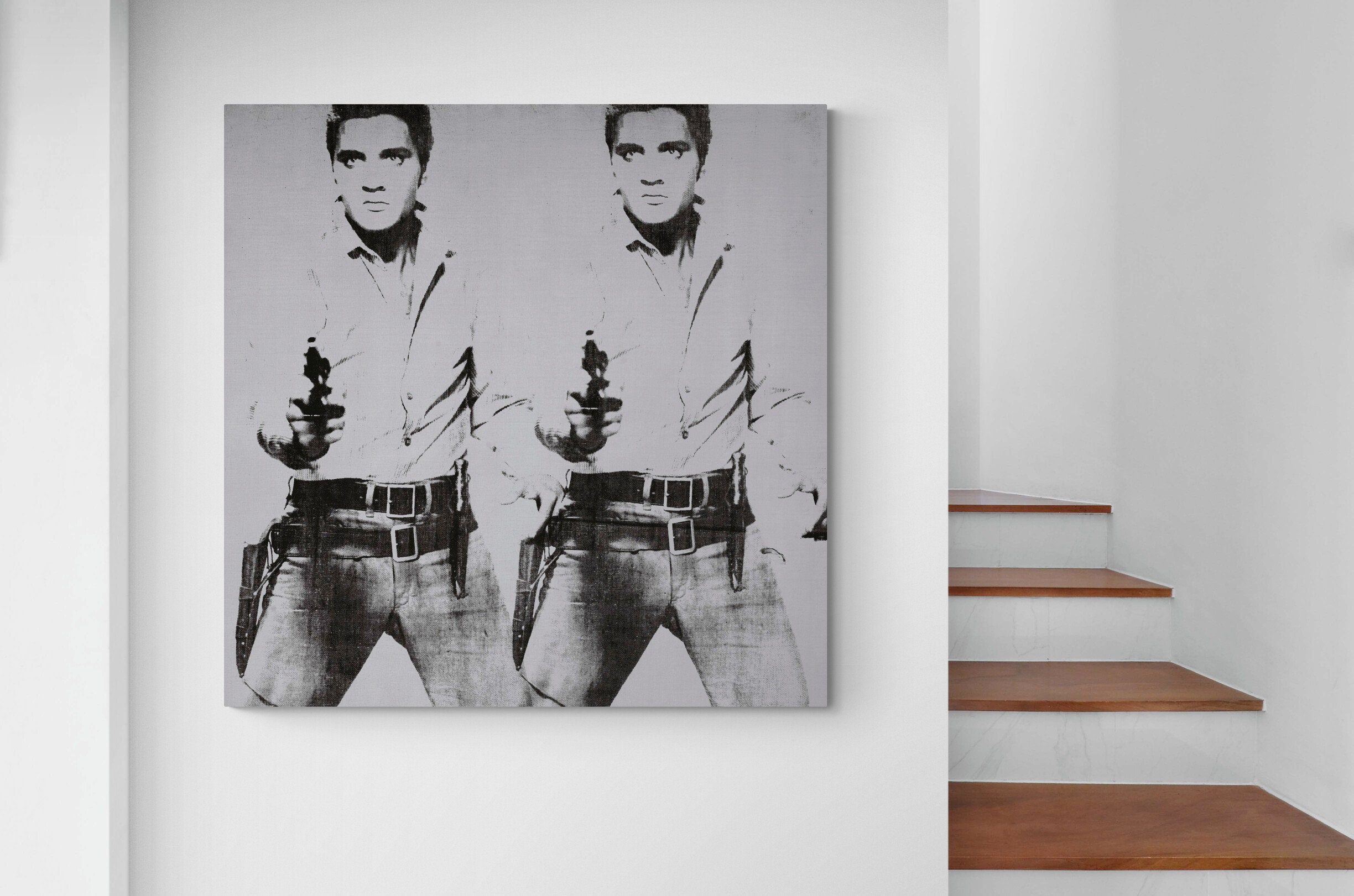 Elvis Double Gun Square Version Pop Art Canvas or Print framed ...