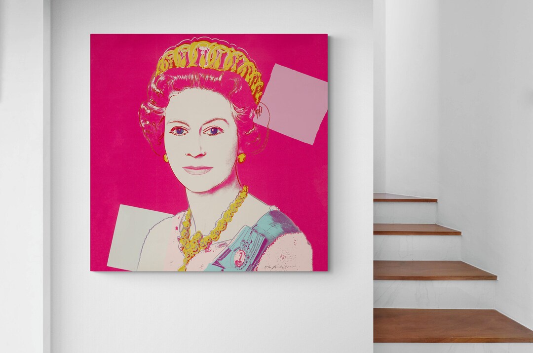 Queen Elizabeth in Pink Square Version Pop Art Canvas or Print framed ...