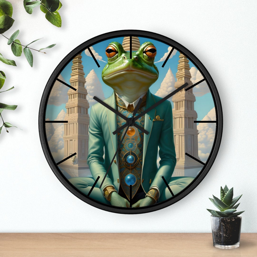 Frog Man Wall Clock, Decorative Wall Clock, Green Frog Wall Art, Silent ...