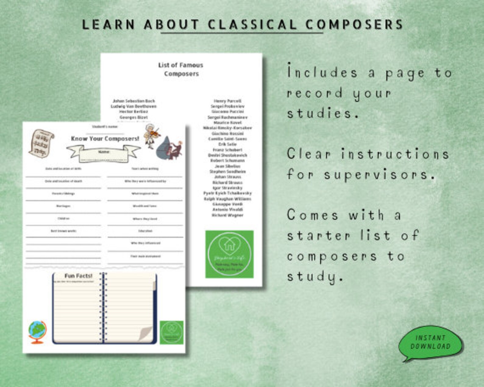 Classical Composers Research Pack , Homeschool Geography and History - Etsy