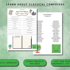 Classical Composers Research Pack , Homeschool Geography and History - Etsy