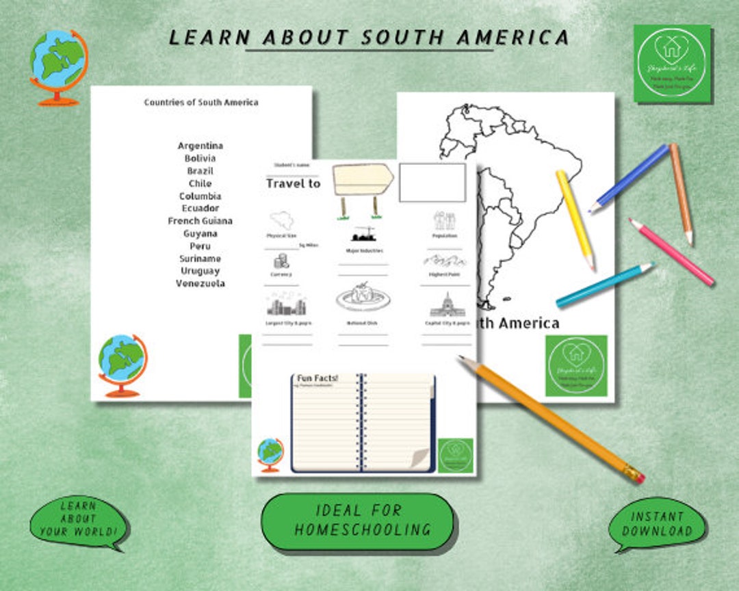 South America Research Pack, Homeschool Geography and History - Etsy