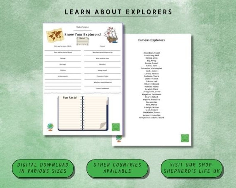 Explorers Research Pack , Homeschool Geography and History - Etsy