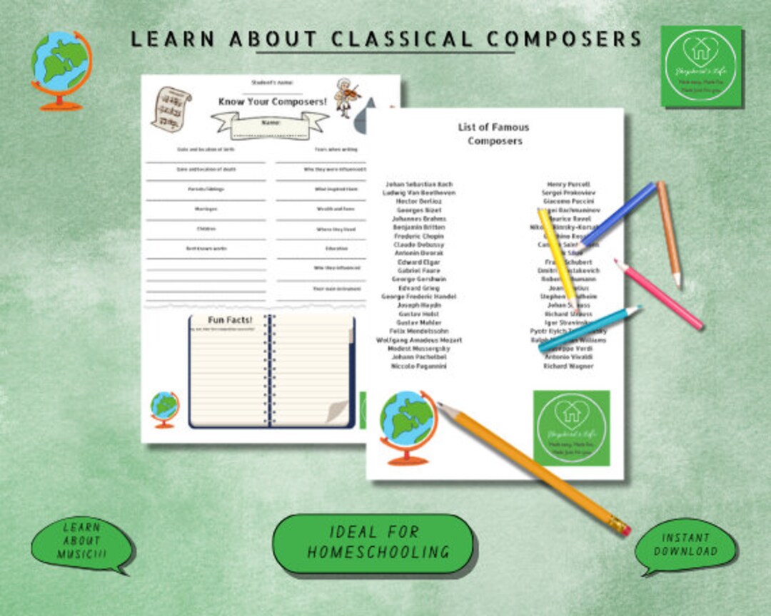 Classical Composers Research Pack , Homeschool Geography and History - Etsy