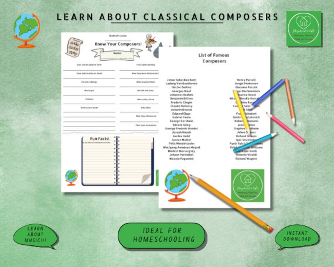 Classical Composers Research Pack , Homeschool Geography and History - Etsy