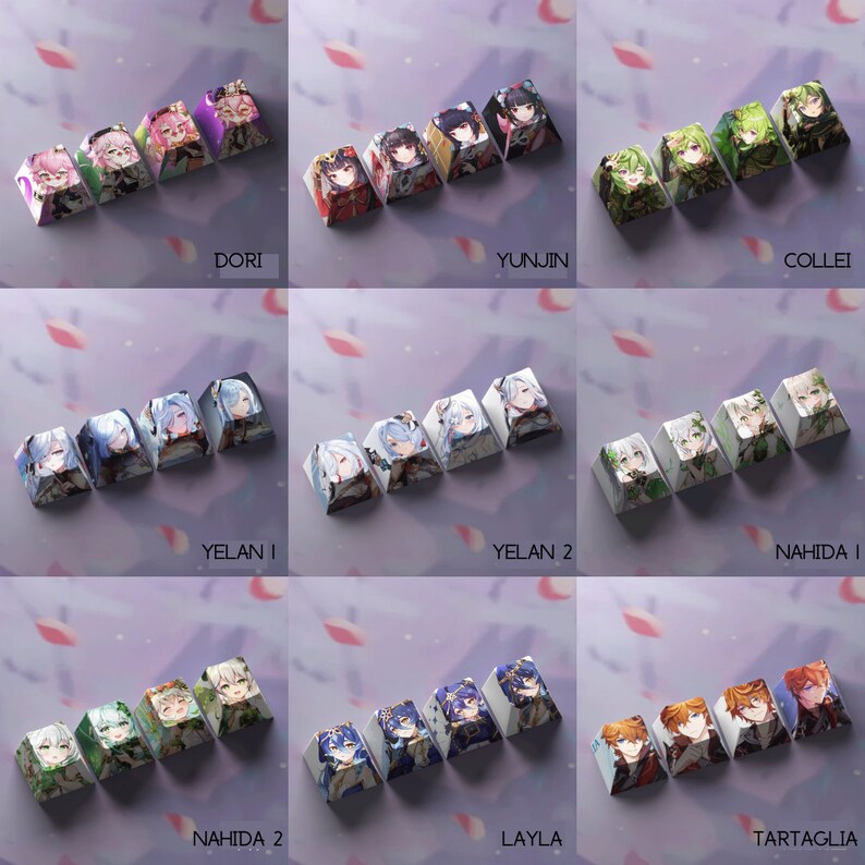 Genshin Impact Keycap Sets Genshin Impact Character Keyboard - Etsy