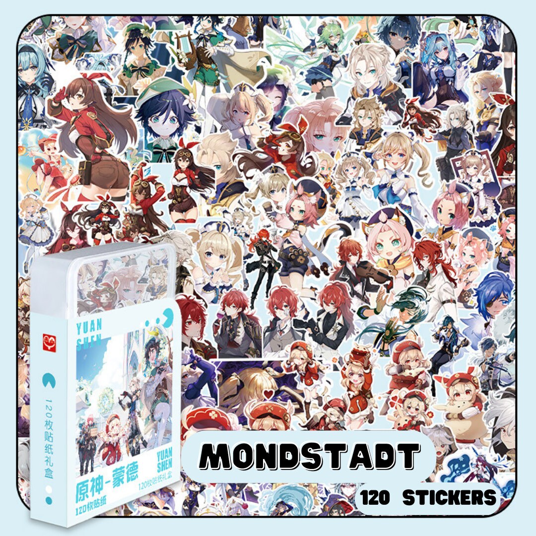 Genshin Impact 120 Assorted Mondstadt Sticker, Genshin Impact Mondstadt ...