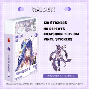 Genshin Impact 120 Assorted Shogun Raiden Sticker Packs, Genshin Impact ...