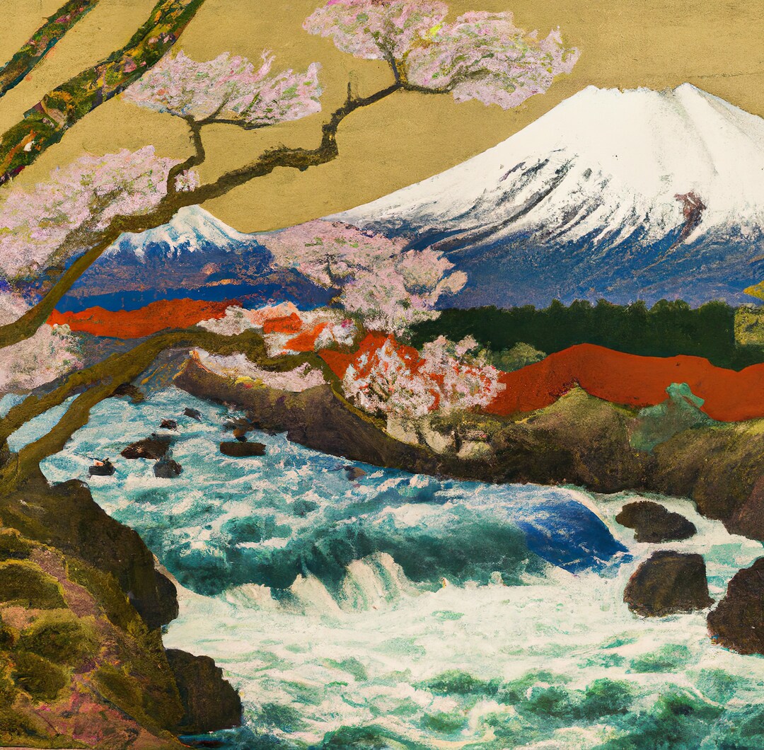 Japanese Ukiyo-e Style Painting Digital Art Print Titled "cherry ...