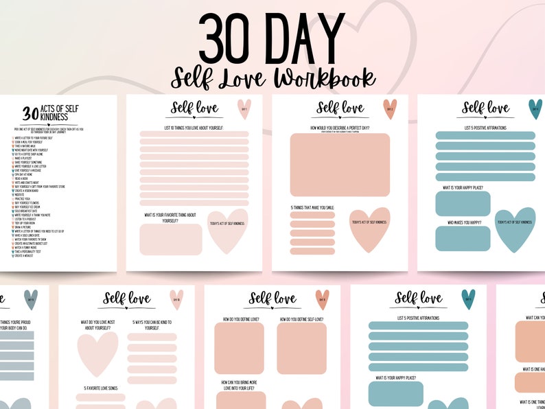 Self Love Journal Printable, Self Care Workbook, Self Love Worksheet ...