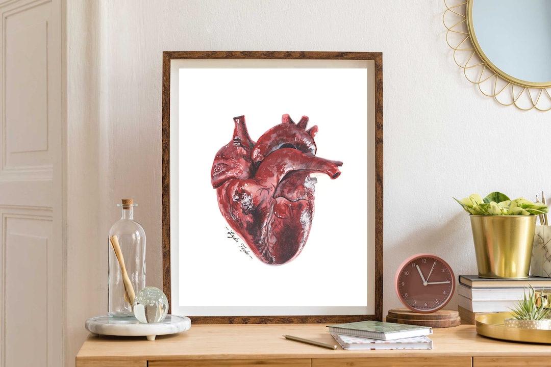 Heart Art, Watercolour Painting, Cardiology Art Print, Realistic Human ...