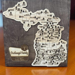 Michigan State Parks Map | Wooden Michigan Map With State & Recreation ...