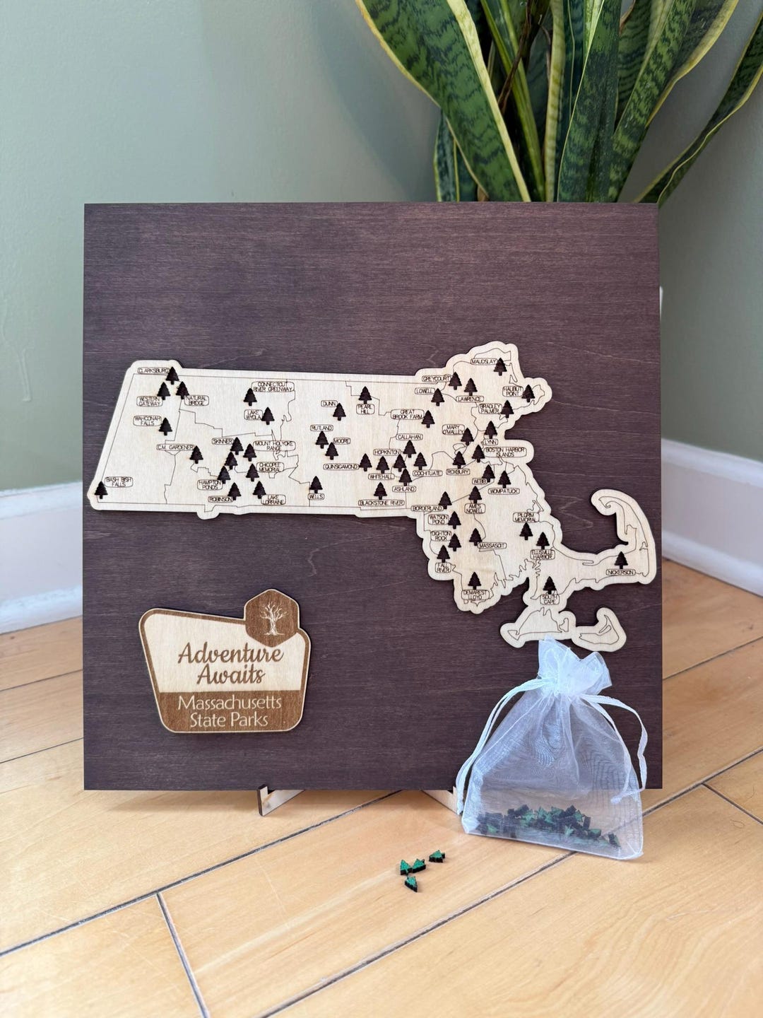 Massachusetts State Parks Map – Wooden Laser Engraved Travel Tracker ...