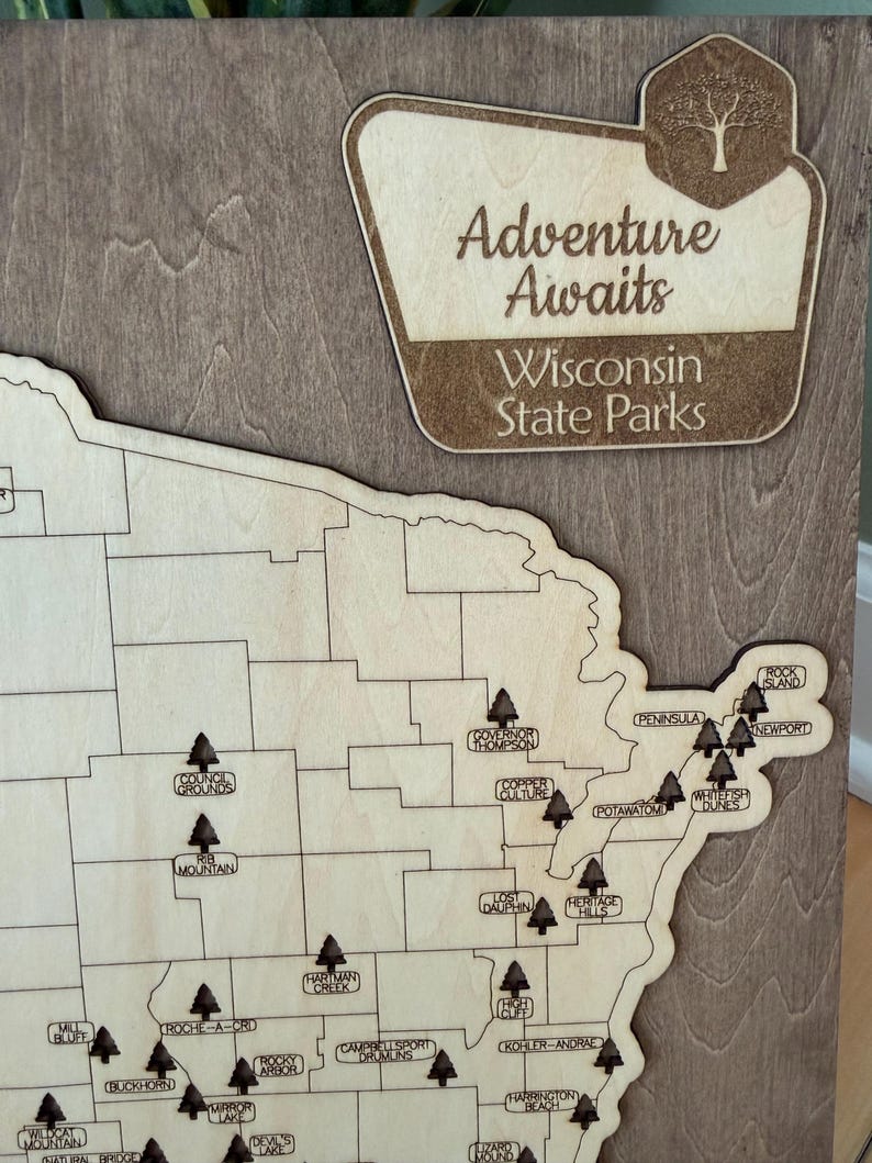 Wisconsin State Parks Map | Wooden Map - Etsy