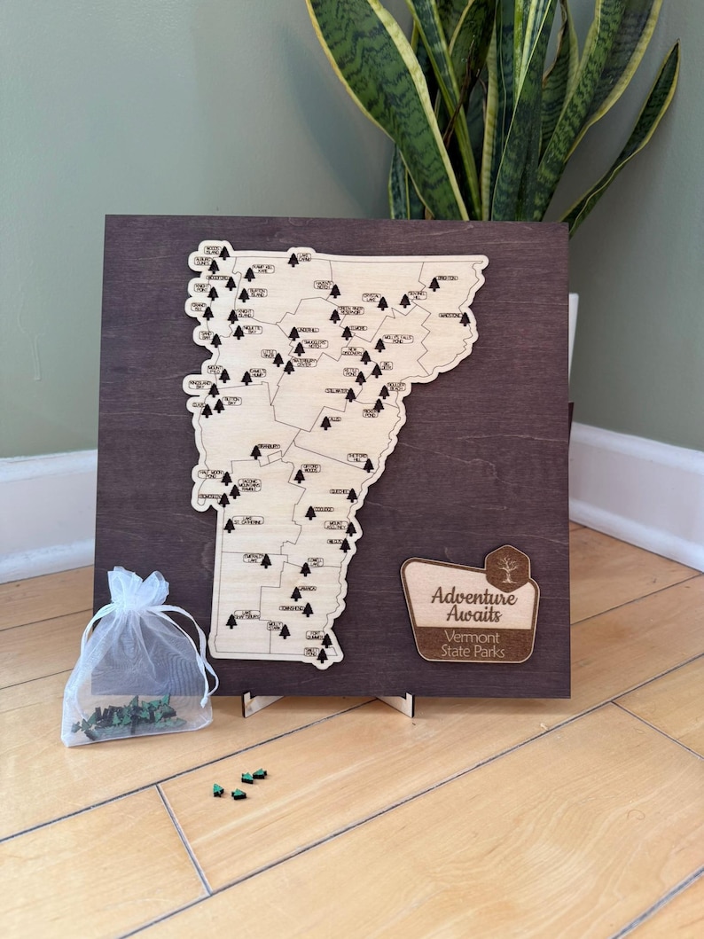 Vermont State Parks Map – Wooden Laser Engraved Travel Tracker & Wall ...