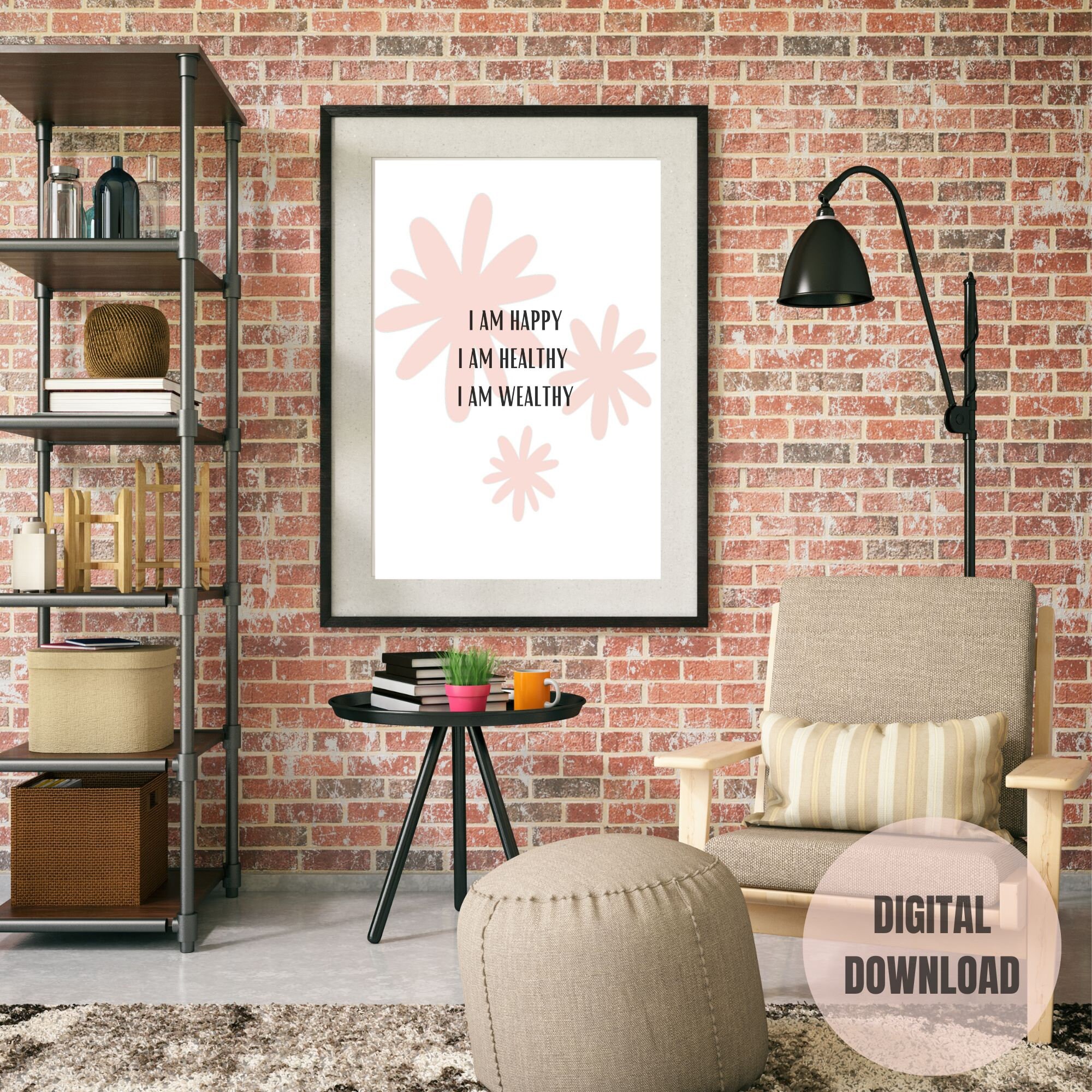 Positive Affirmation Printable Wall Art, Motivational Wall Art, I Am ...