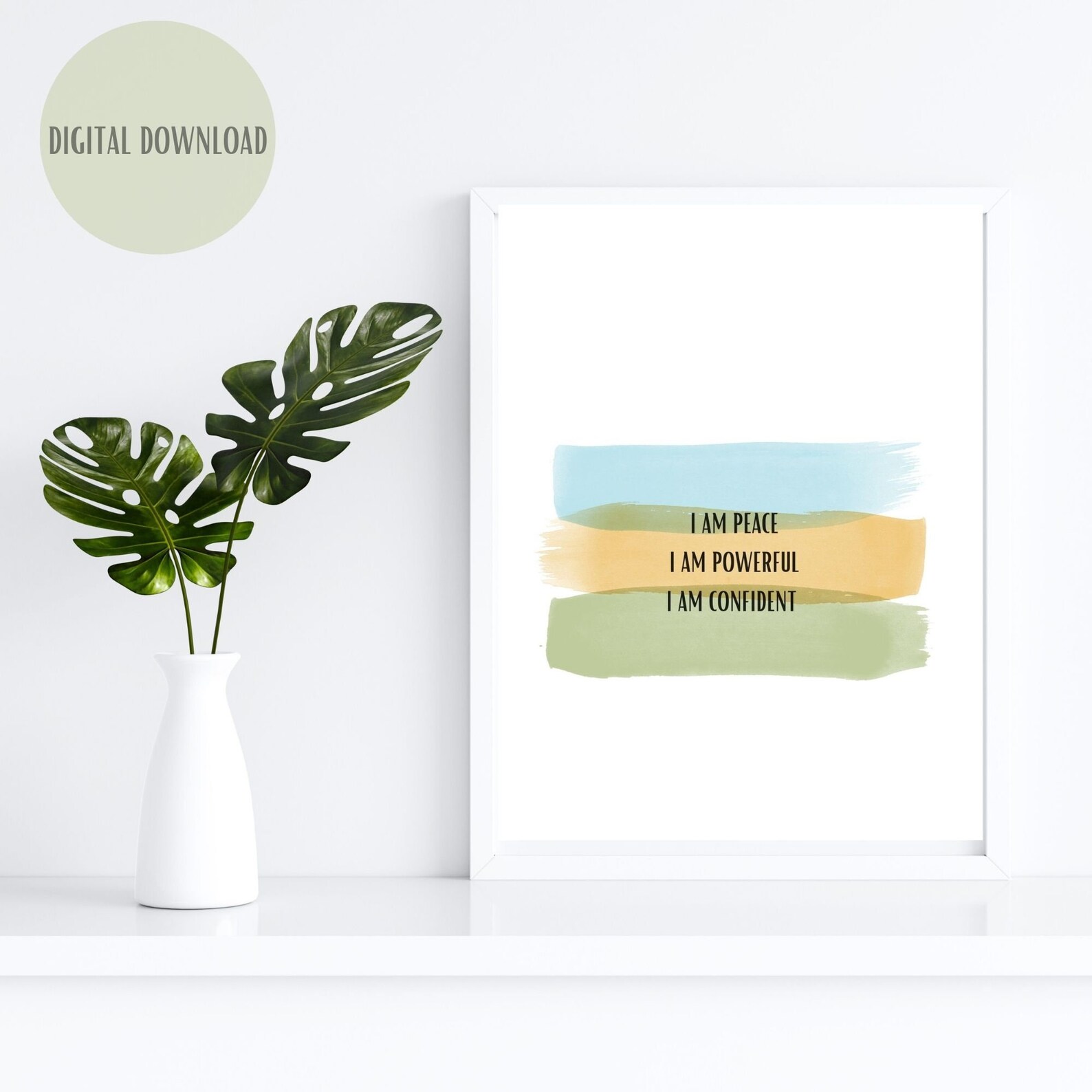 Positive Affirmation Printable Wall Art, Motivational Wall Art, I Am ...