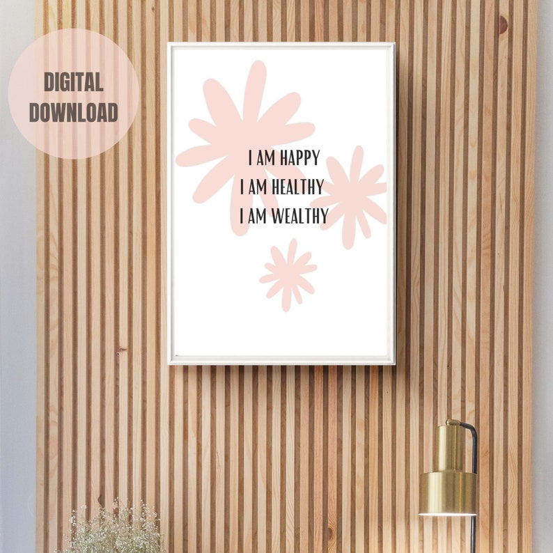 Positive Affirmation Printable Wall Art, Motivational Wall Art, I Am ...