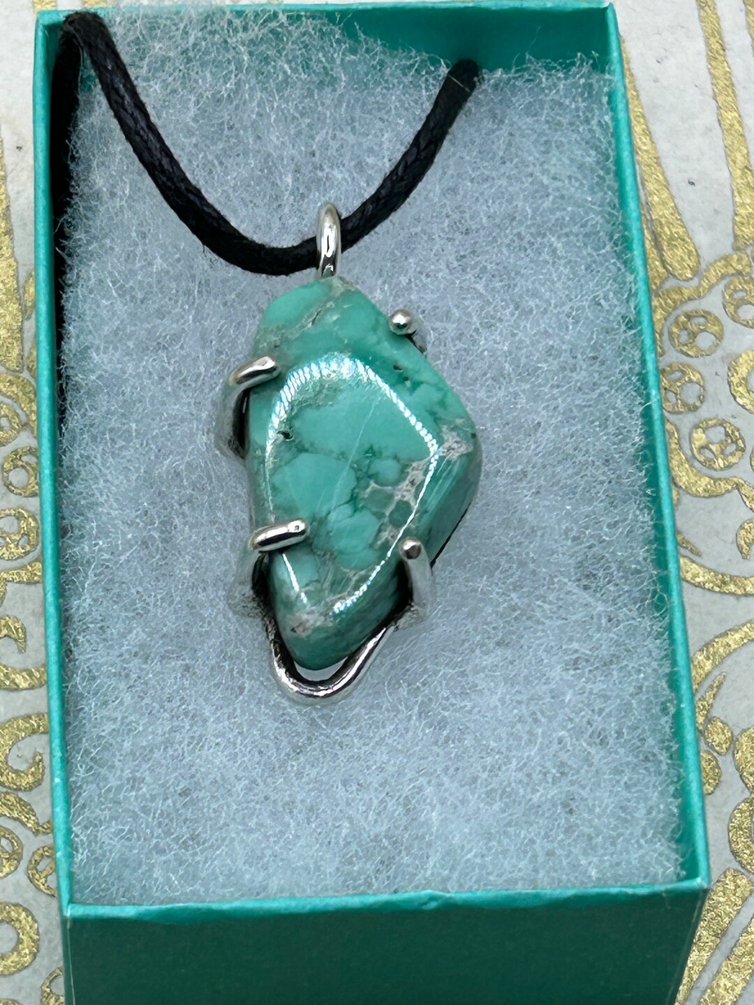 Snowville Variscite Choker 925 Silver 16 Waxed Black Cotton Cord ...