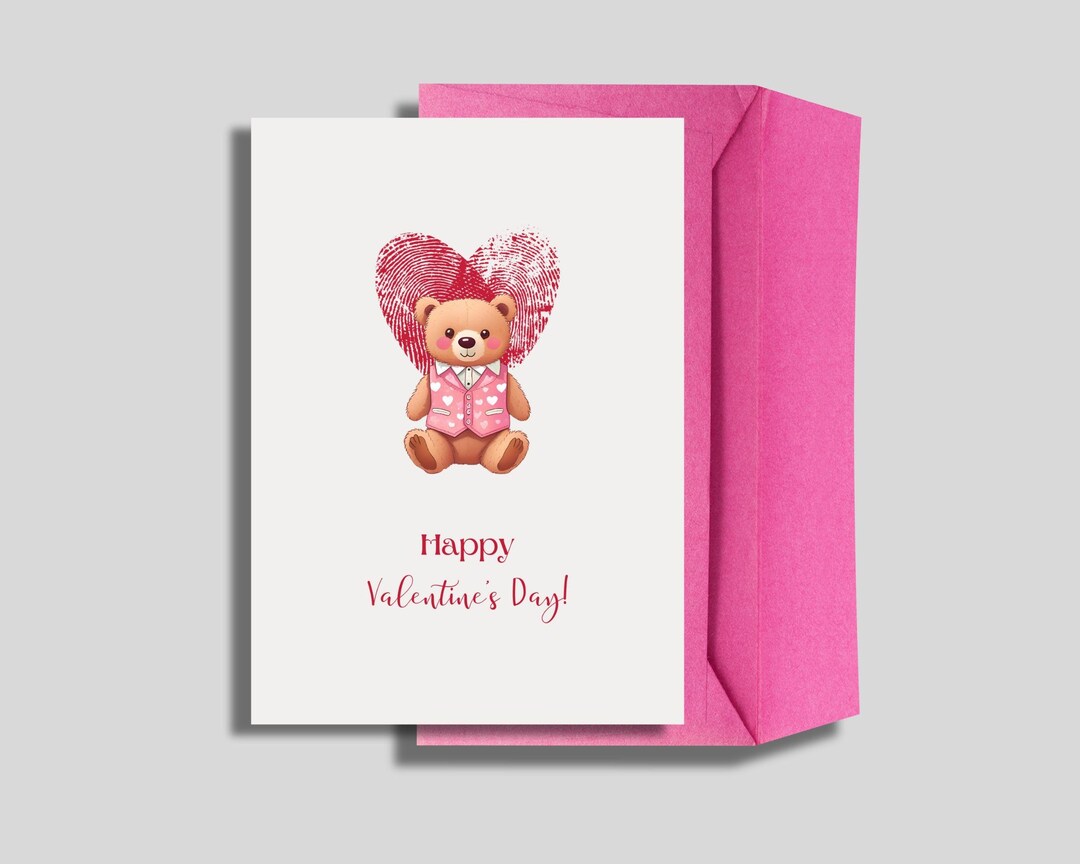 Printable Valentines Day Card, Cute Love Card, With Teddy Bear & Heart ...