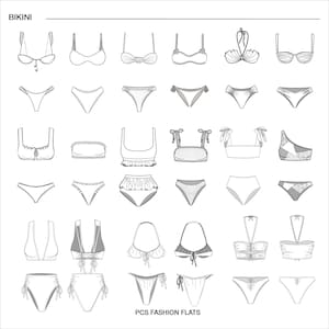 Procreate Mockup Bikinis, Bikini Technical Flat Drawing, Swimwear ...