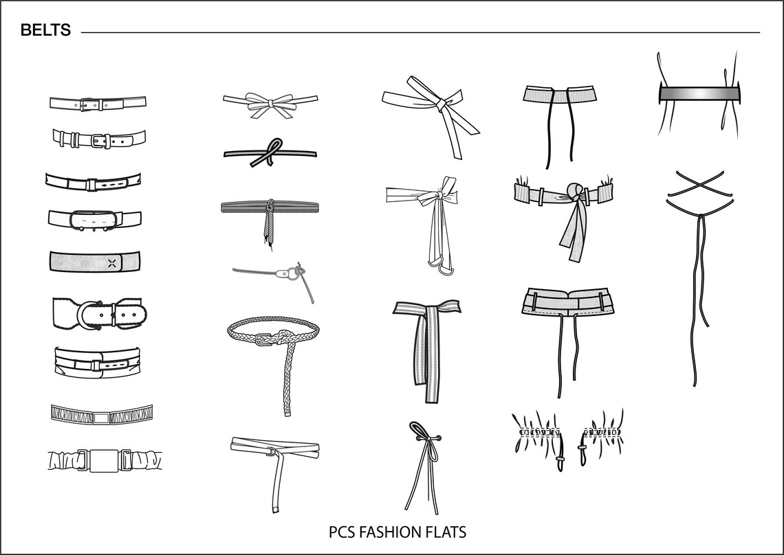 Belt Flat Vector, Belts Templates, Belts Ai Drawing, Belts Bundle, Belt ...