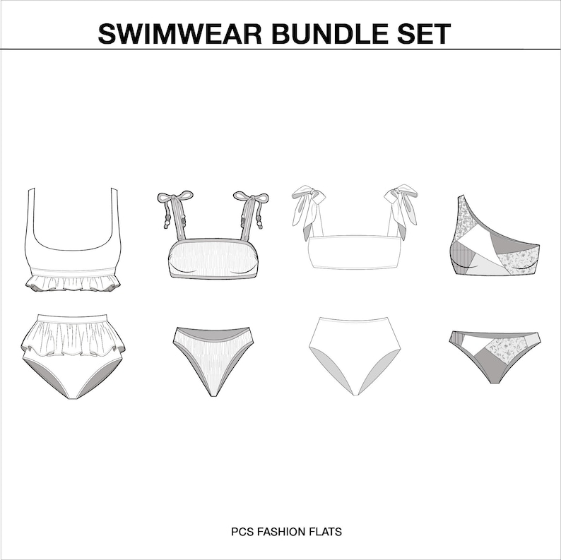 Procreate Mockup Bikinis, Bikini Technical Flat Drawing, Swimwear ...