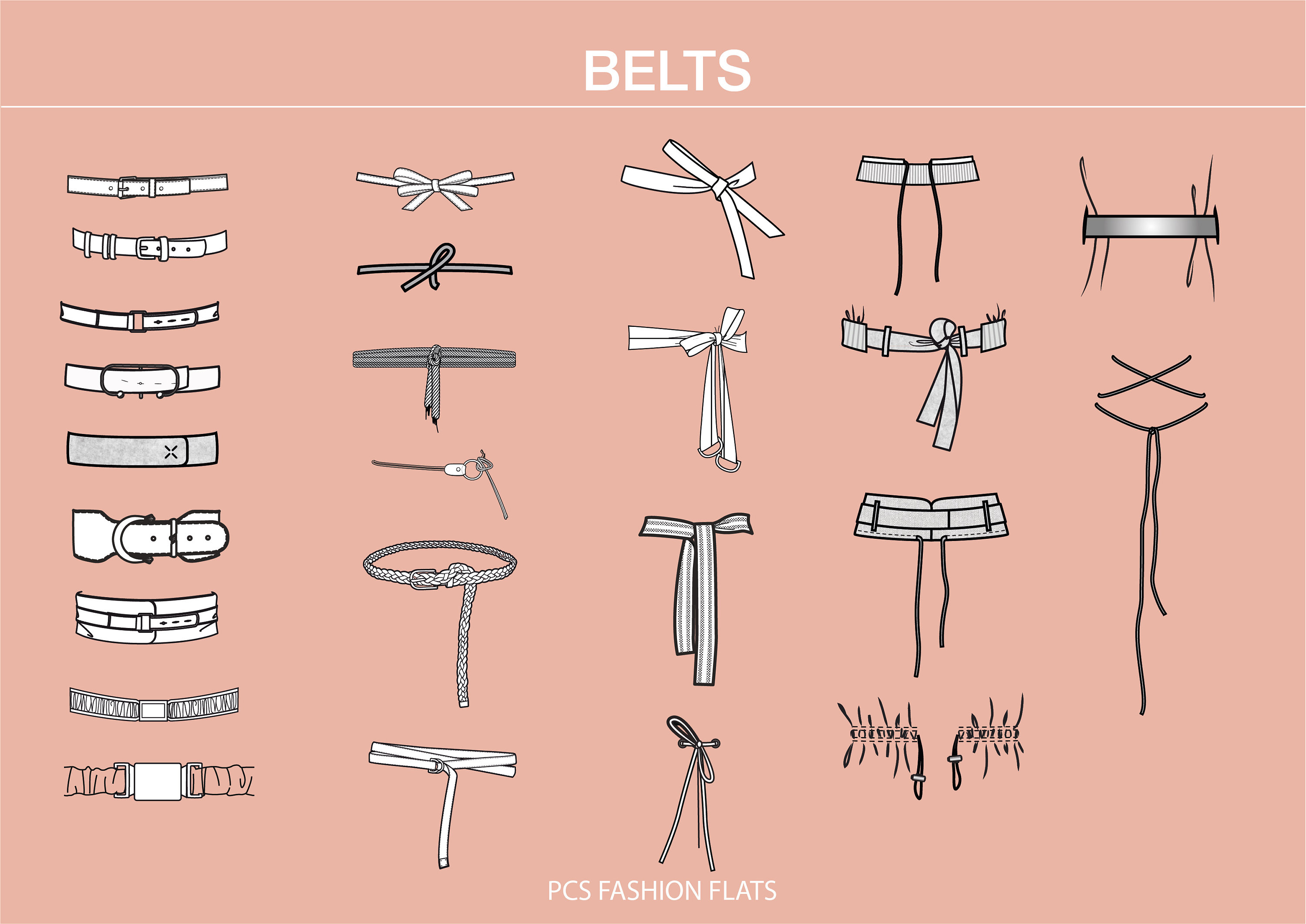 Belts Technical Drawing: Fashion Belt Templates (AI & PDF) - Etsy