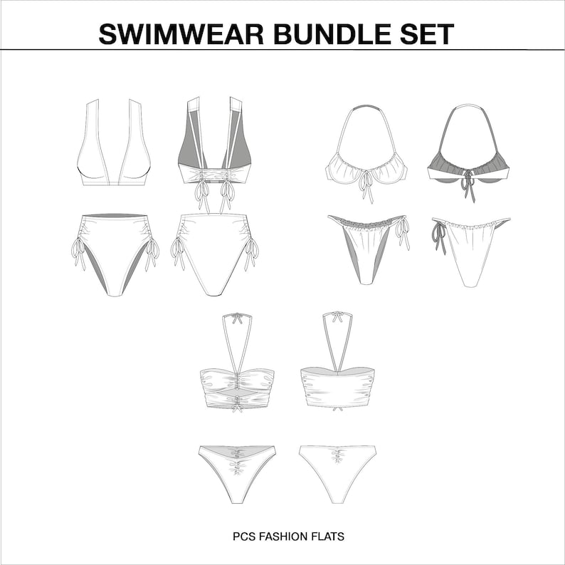 Procreate Mockup Bikinis, Bikini Technical Flat Drawing, Swimwear ...