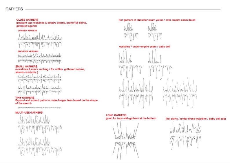Illustrator Brushes: Pleats, Ruffles, Binding, Gathers (digital ...