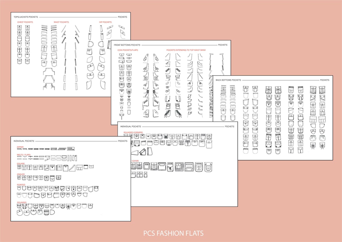 Pocket Flat Vector, Cargo Pocket Drawing, Pockets Templates, Pockets Ai ...