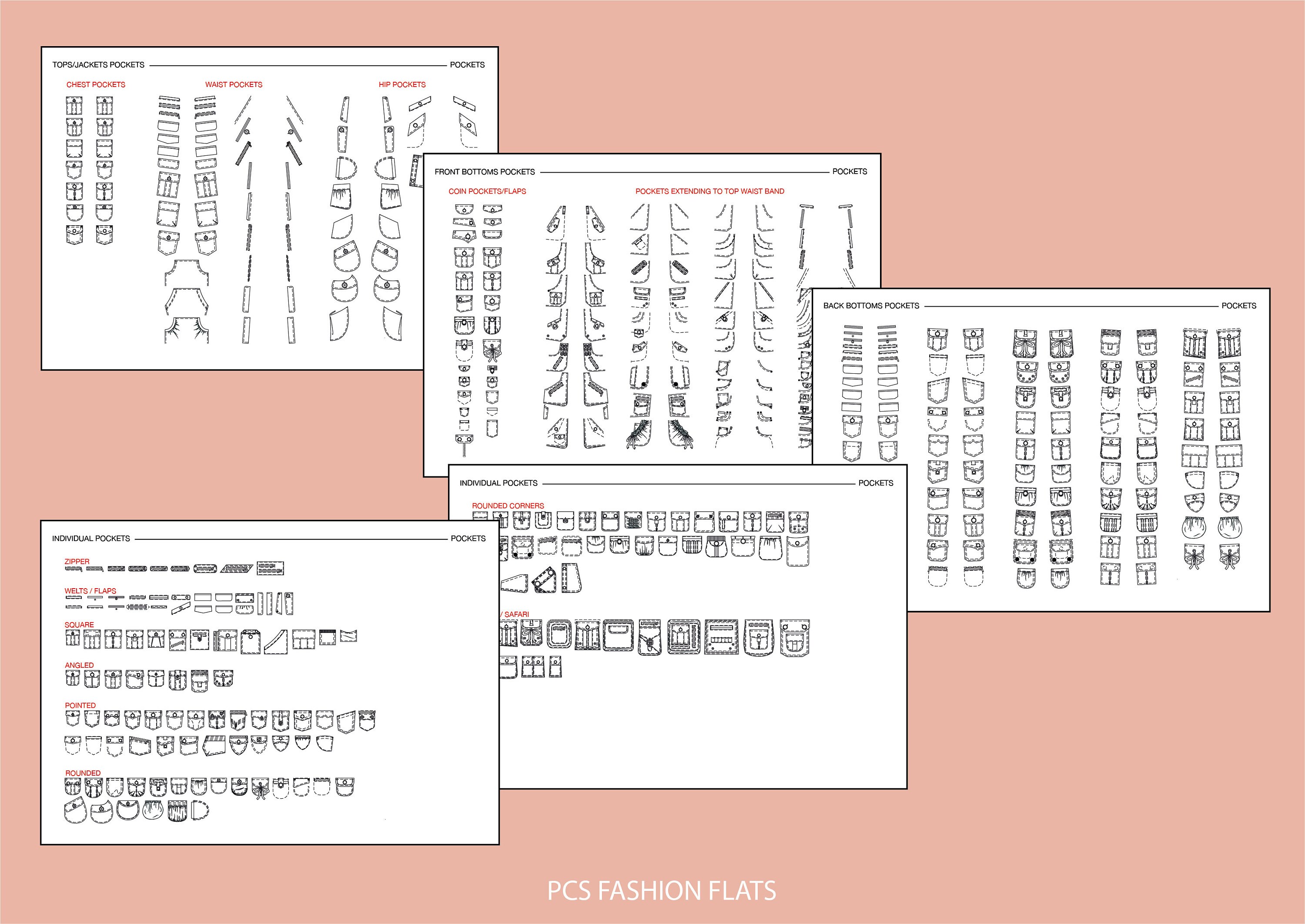 Pocket Flat Vector, Cargo Pocket Drawing, Pockets Templates, Pockets Ai ...