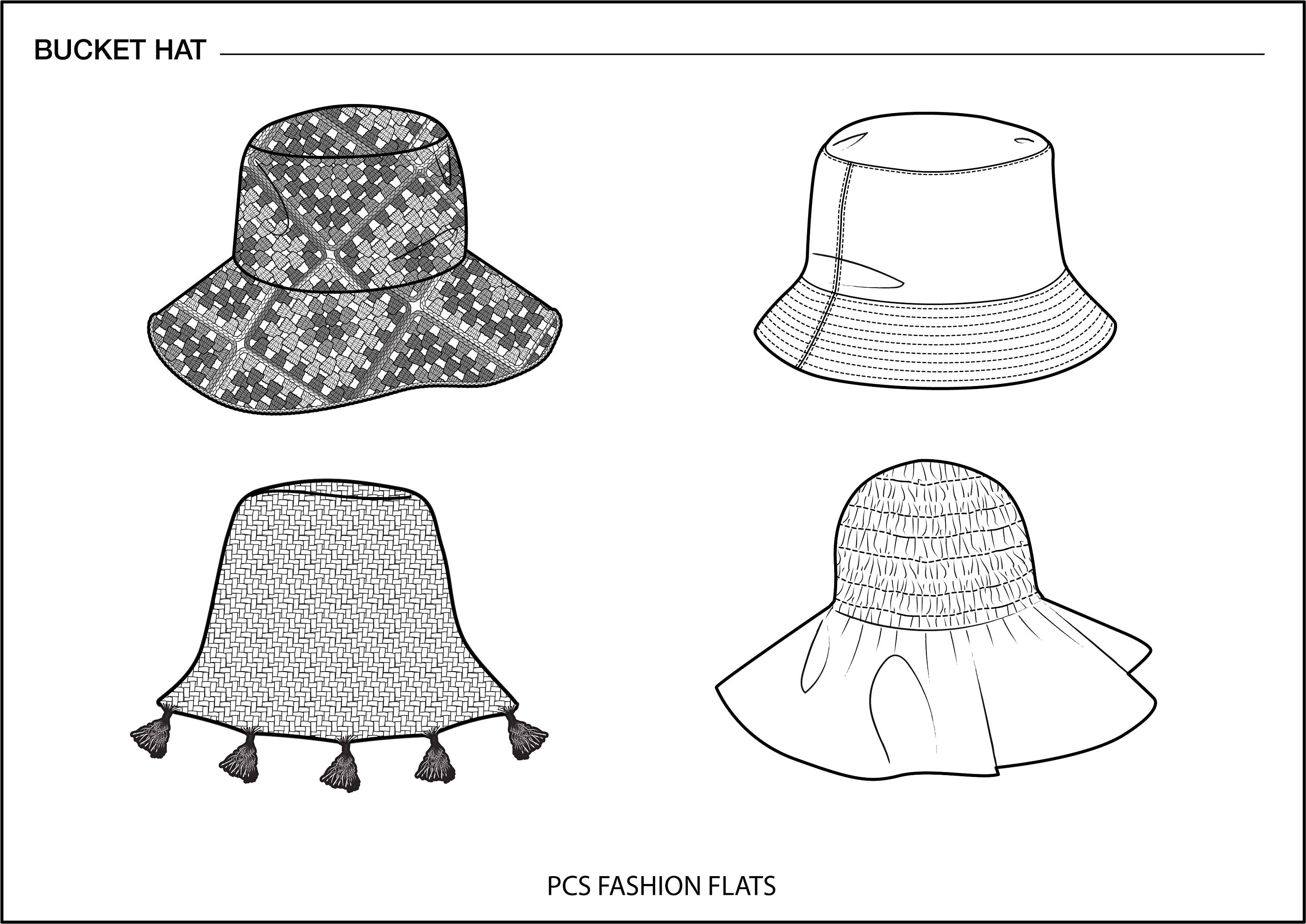 Bucket Hat Ai, Technical Flat Drawing, Hat CAD, Bucket Hats Ai ...
