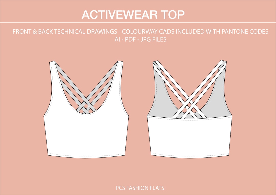 Activewear Top Ai, Technical Flat Drawing, Bra Technical Drawing ...