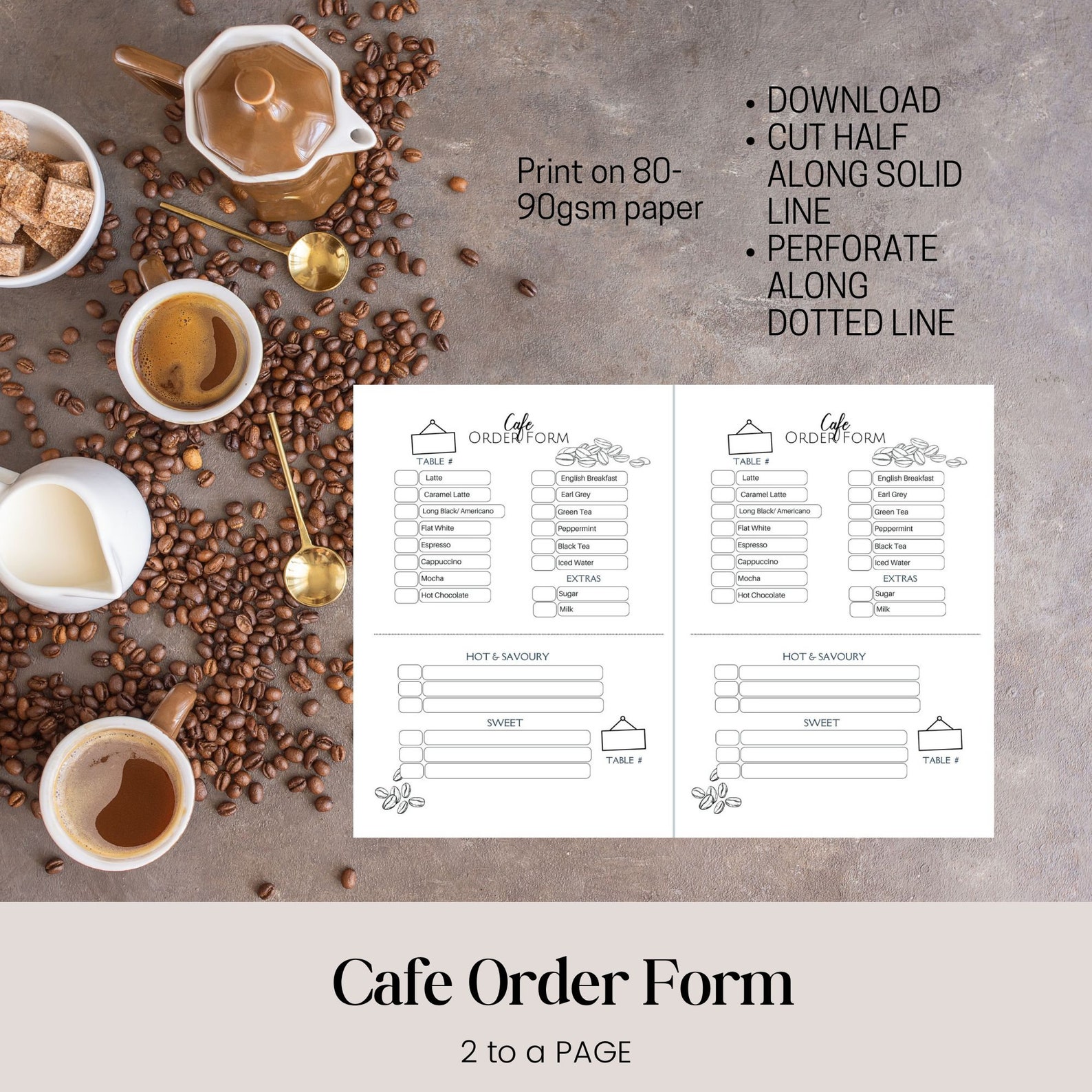 Simple Cafe Order Form - Etsy