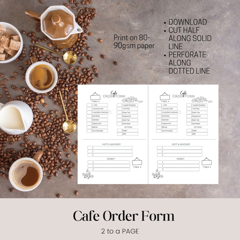 Simple Cafe Order Form - Etsy