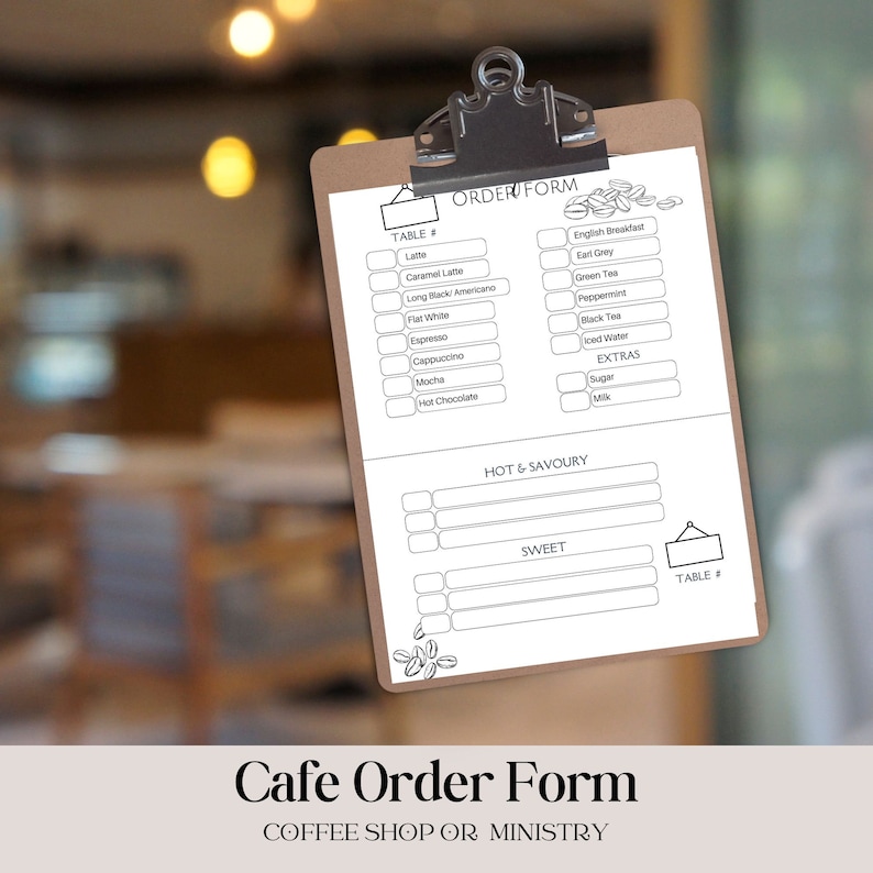 Simple Cafe Order Form - Etsy